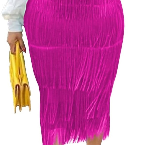 Sebrina Love Luxe Boutique | Skirts | Rose Pink Fringe Midi Skirt | Poshmark